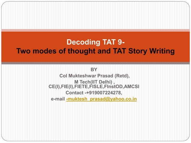 Decoding tat 9 two modes of thought and tat story writing | PPT