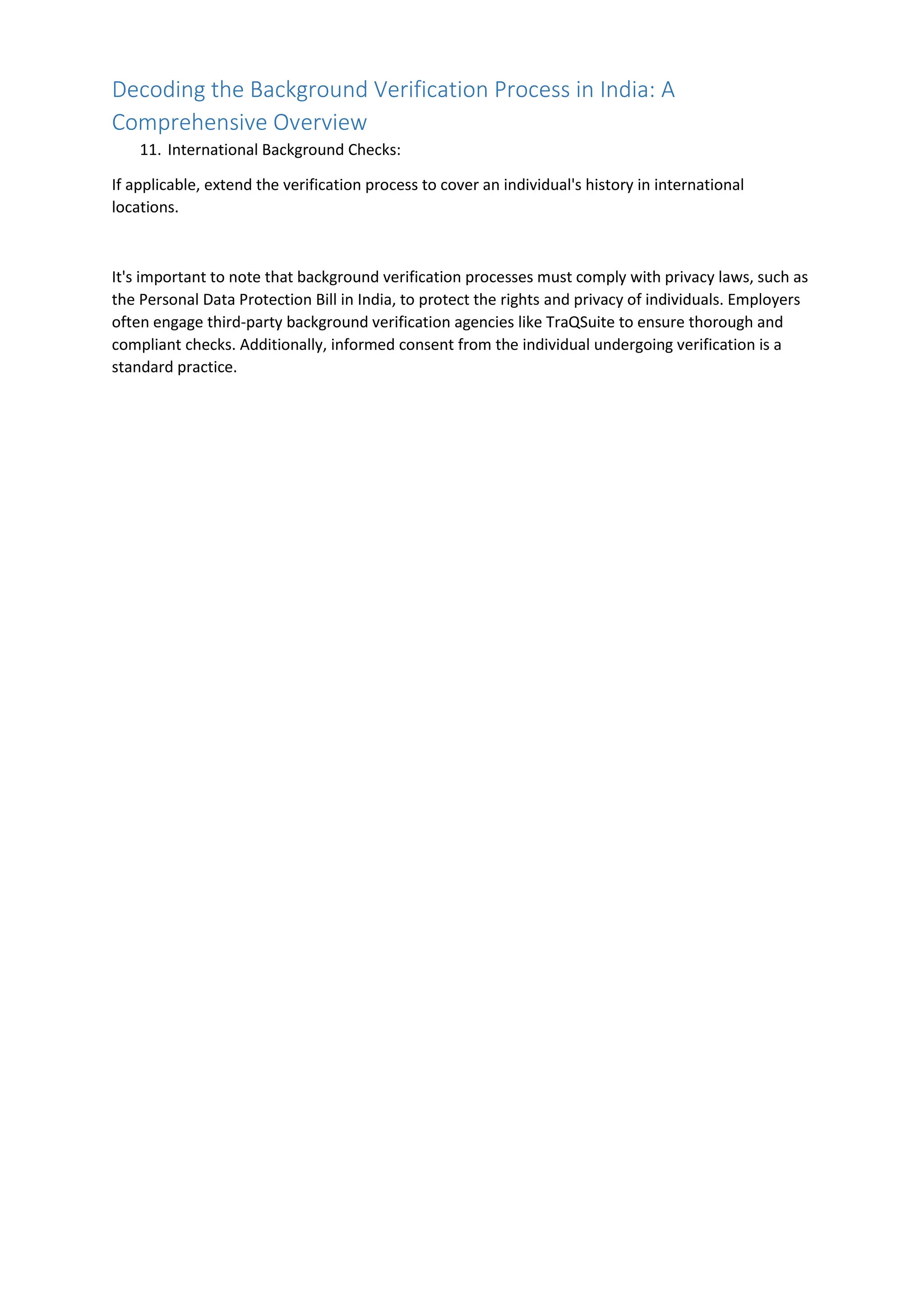 Background Verification Process in India | TraQSuite | DOCX