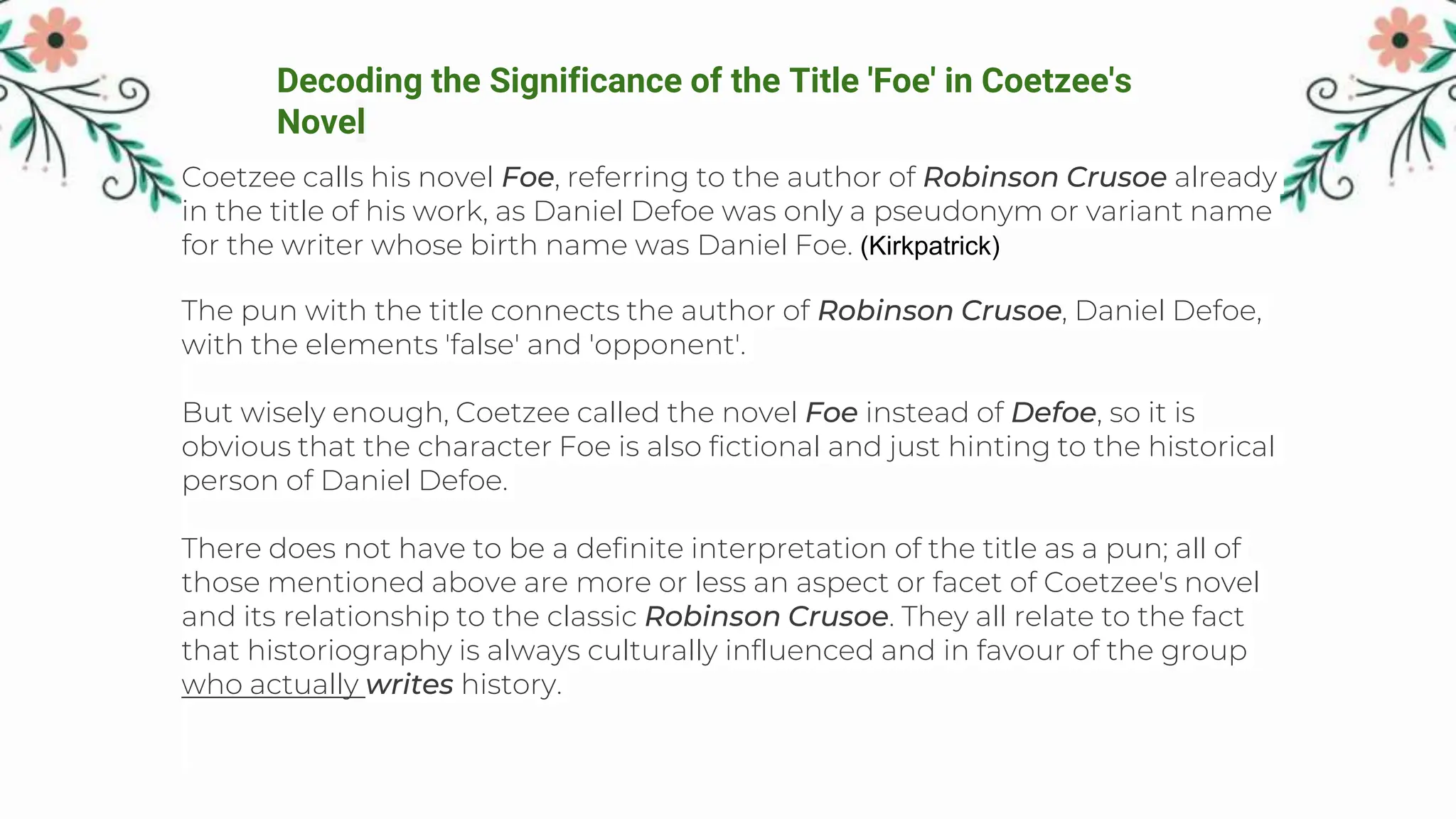 Decoding the Significance of the Title 'Foe' in Coetzee's Novel.pptx