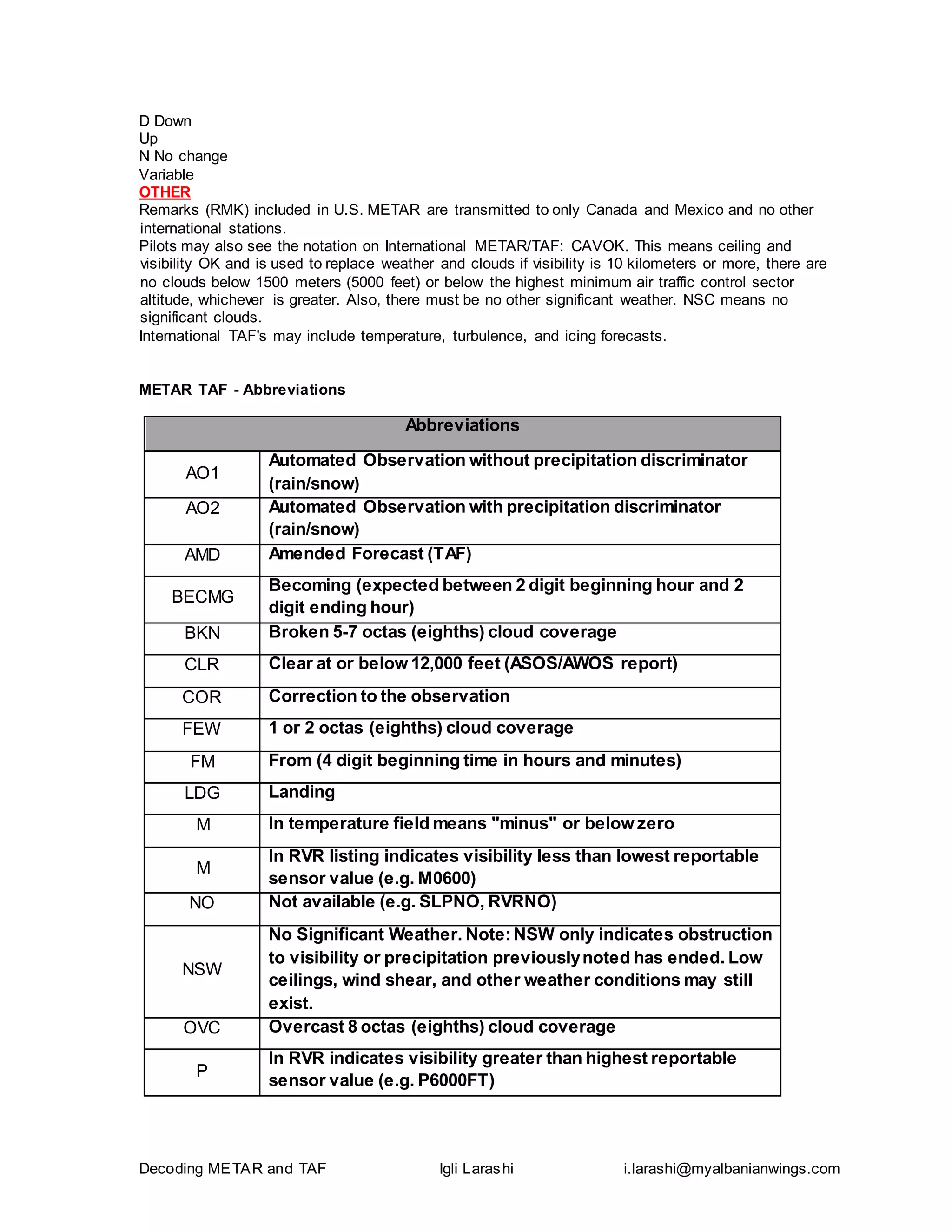 Decoding aviation weather. (2) | DOCX