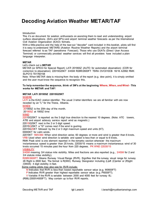 Decoding aviation weather. (2) | DOCX