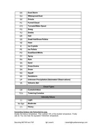 Decoding aviation weather. (2) | DOCX