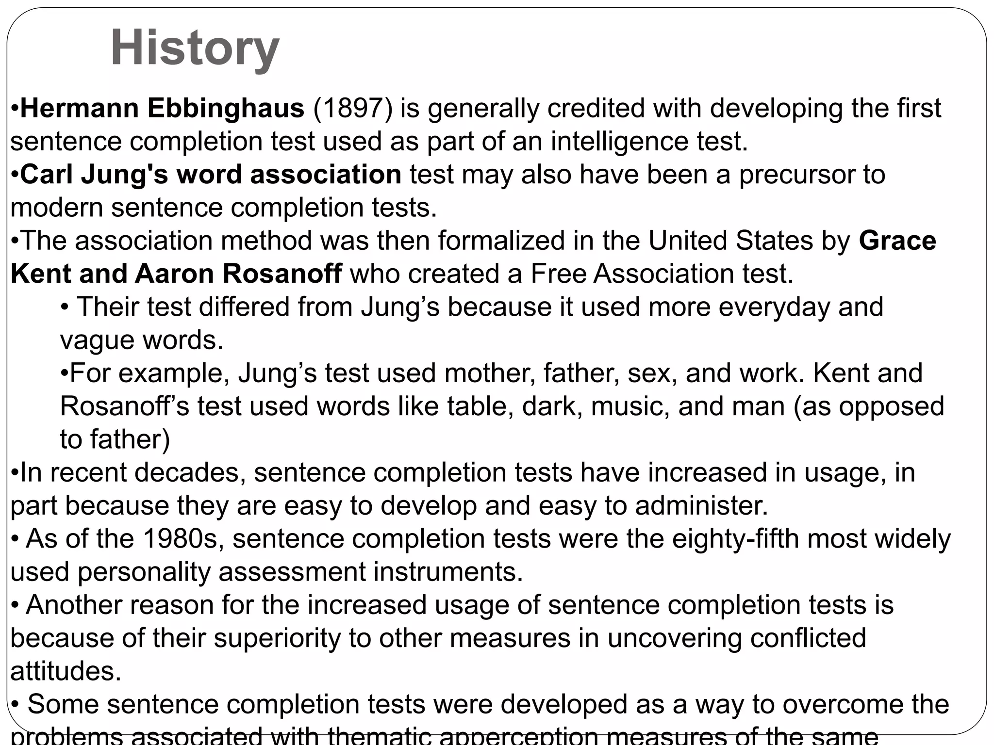 Decoding word association 3 - sentence completion test | PPT
