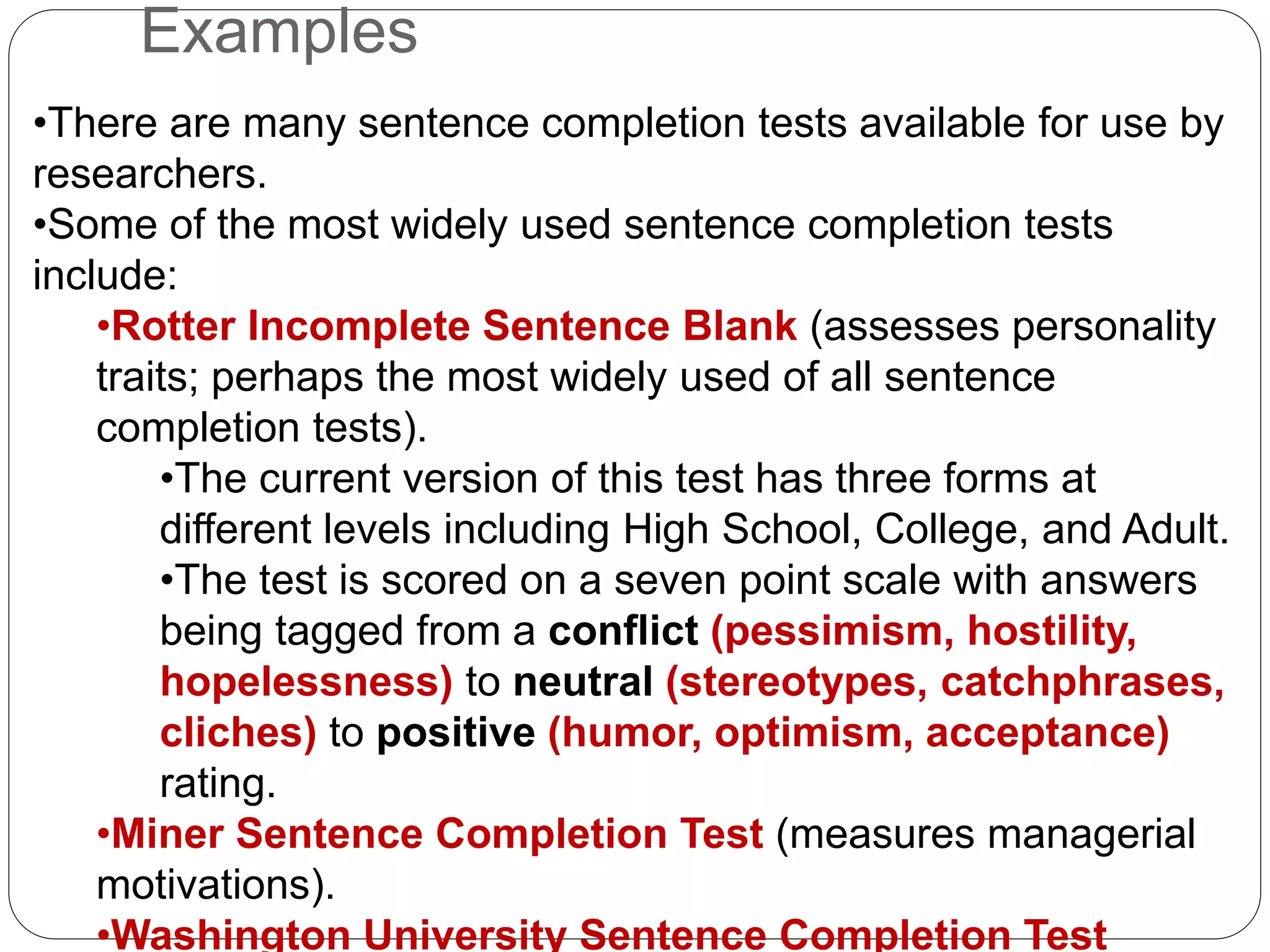 Decoding word association 3 - sentence completion test | PPT