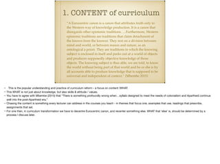 Decolonising the curriculum: Some ideas | PDF