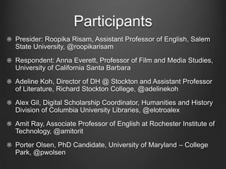 Decolonizing DH: Theories and Practices of Postcolonial Digital ...