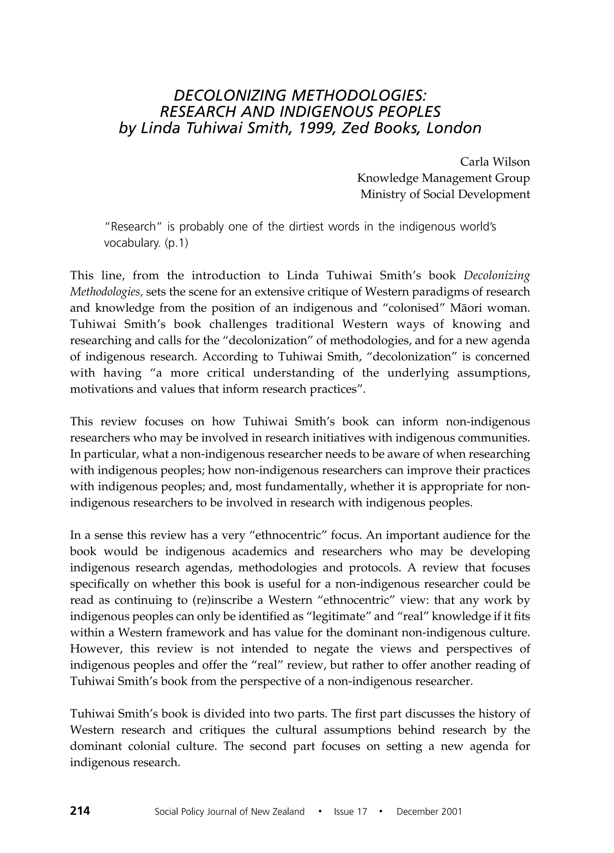 Decolonizing methodologies research and indigenous peoples | PDF