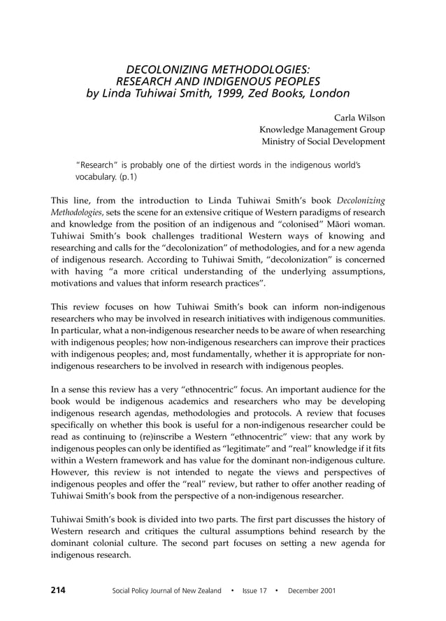 Decolonizing methodologies research and indigenous peoples | PDF