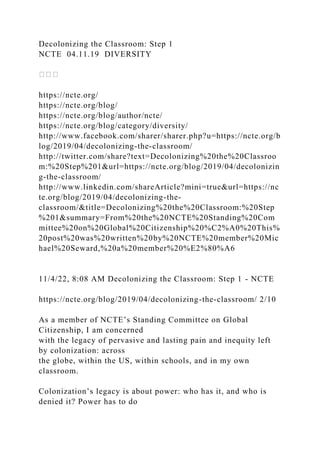 Decolonizing schools- Lesson Plan StudyLesson planWhat is th.docx ...