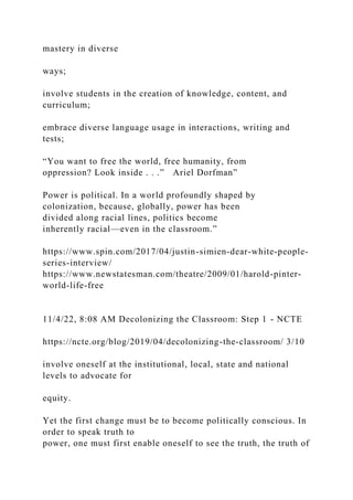 Decolonizing schools- Lesson Plan StudyLesson planWhat is th.docx ...