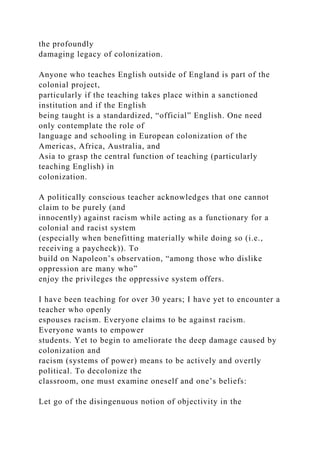 Decolonizing schools- Lesson Plan StudyLesson planWhat is th.docx ...