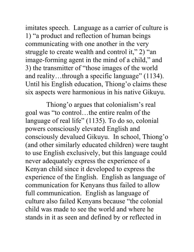 Decolonizing the mind | DOCX | Books and Literature