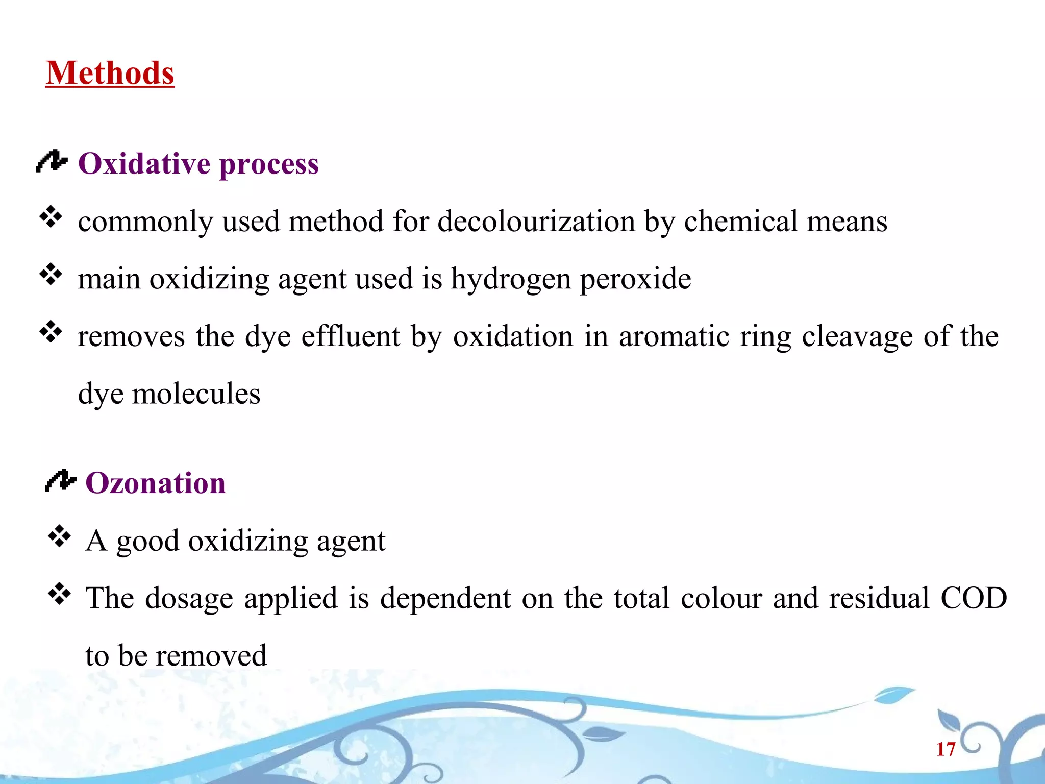 Decolourization of textile dye effluents | PPT