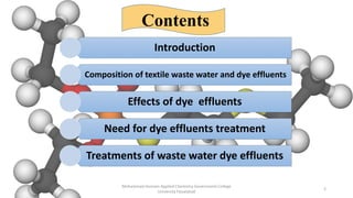 Decolourization of textile waste water and dye effluent | PDF