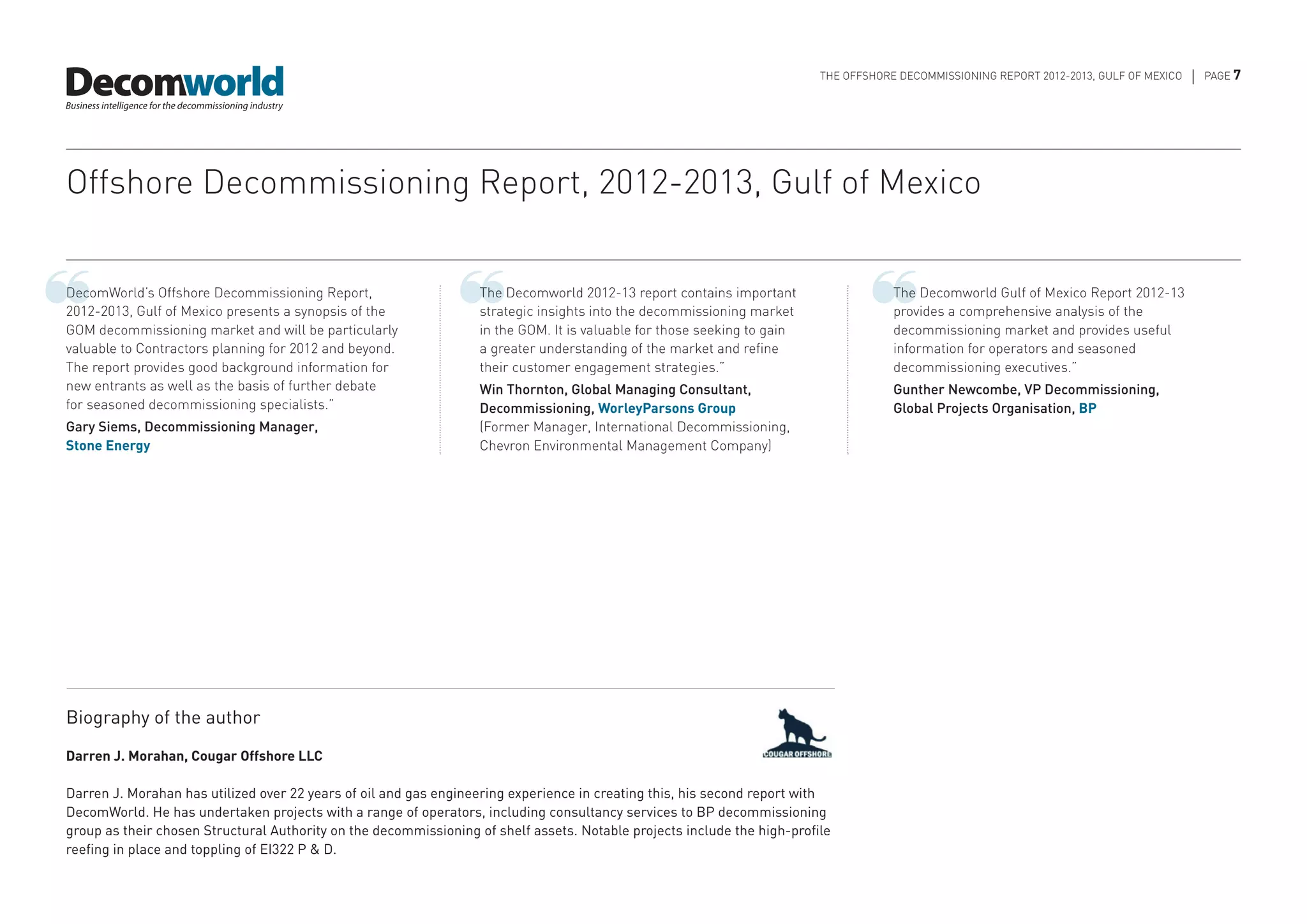 The offshore decommissioning market review, 2011 | PDF
