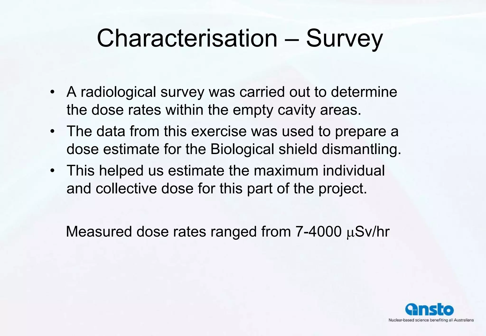 Decommissioning and dismantling of the moata reactor a radiation ...