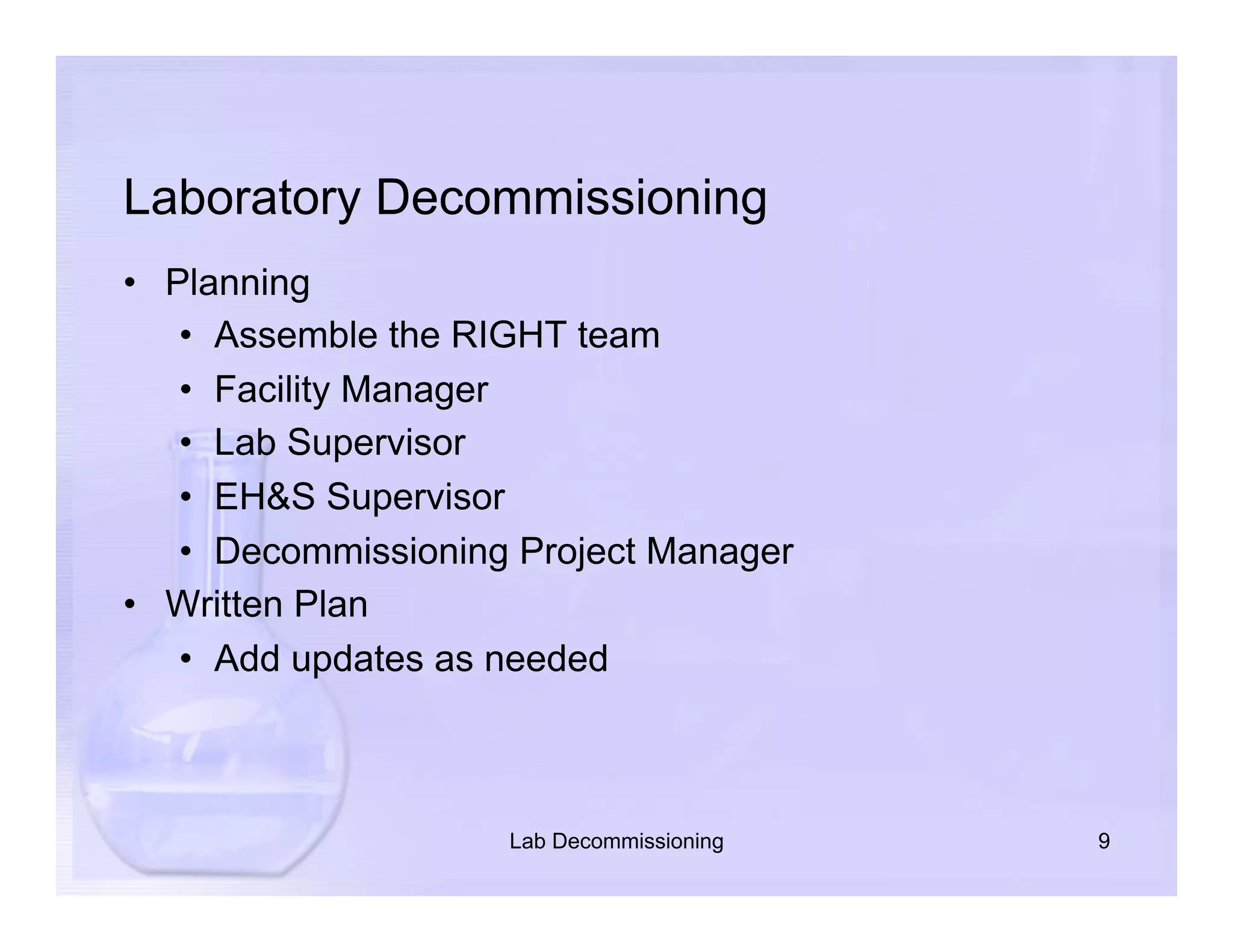 Decommissioning labs.pptx | Civil Engineering Industry | Industries