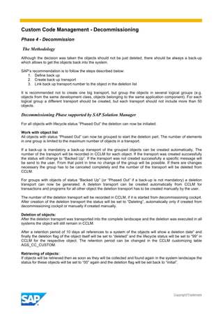Decommissioning with cclm in solution manager sp12 | PDF