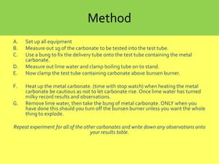Decomposing metal carbonates experiment | PPTX