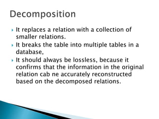 Decomposition methods in DBMS | PPTX