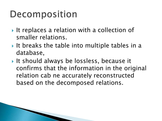 Decomposition methods in DBMS | PPTX