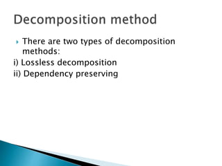 Decomposition methods in DBMS | PPTX