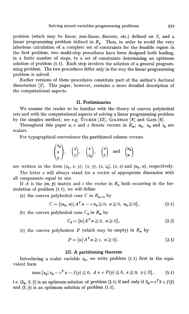 Partitioning Procedures For Solving Mixed Variables Programming