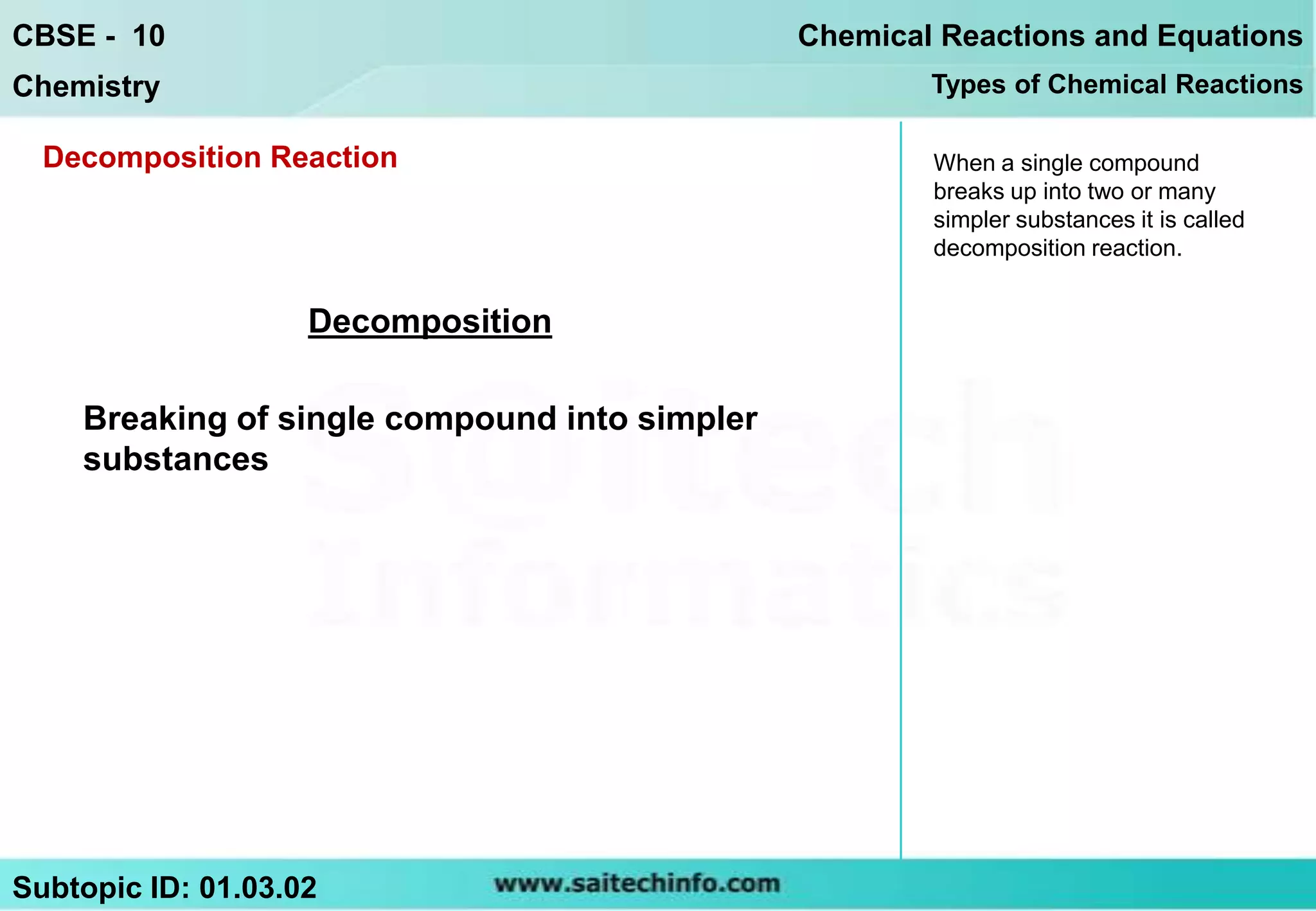 Decomposition reaction | PPTX