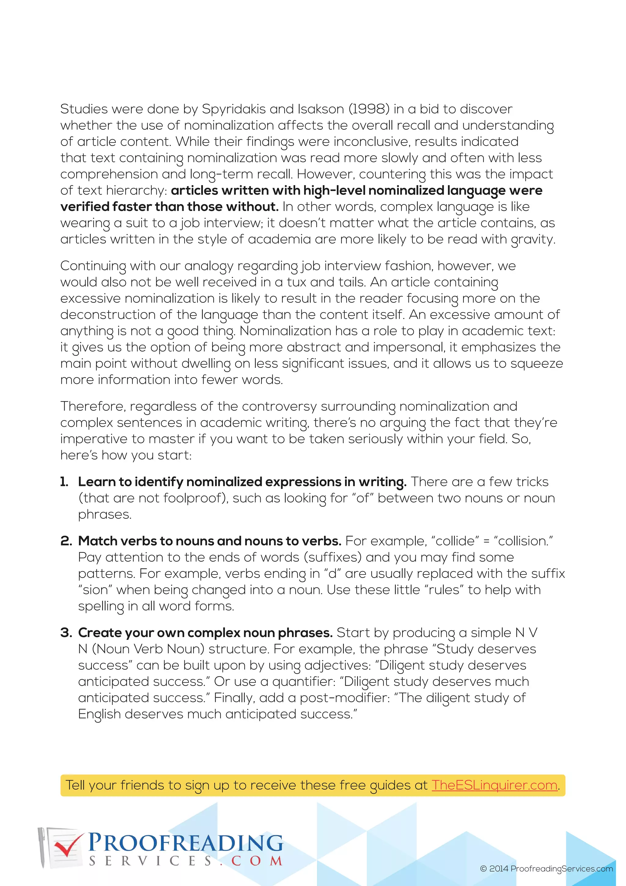 Deconstructing Academic Writing: A Look at Nominalization | PDF