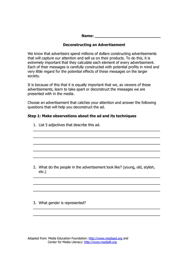 Deconstructing an ad | PDF