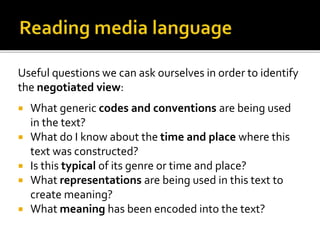 Deconstructing a media text | PPTX