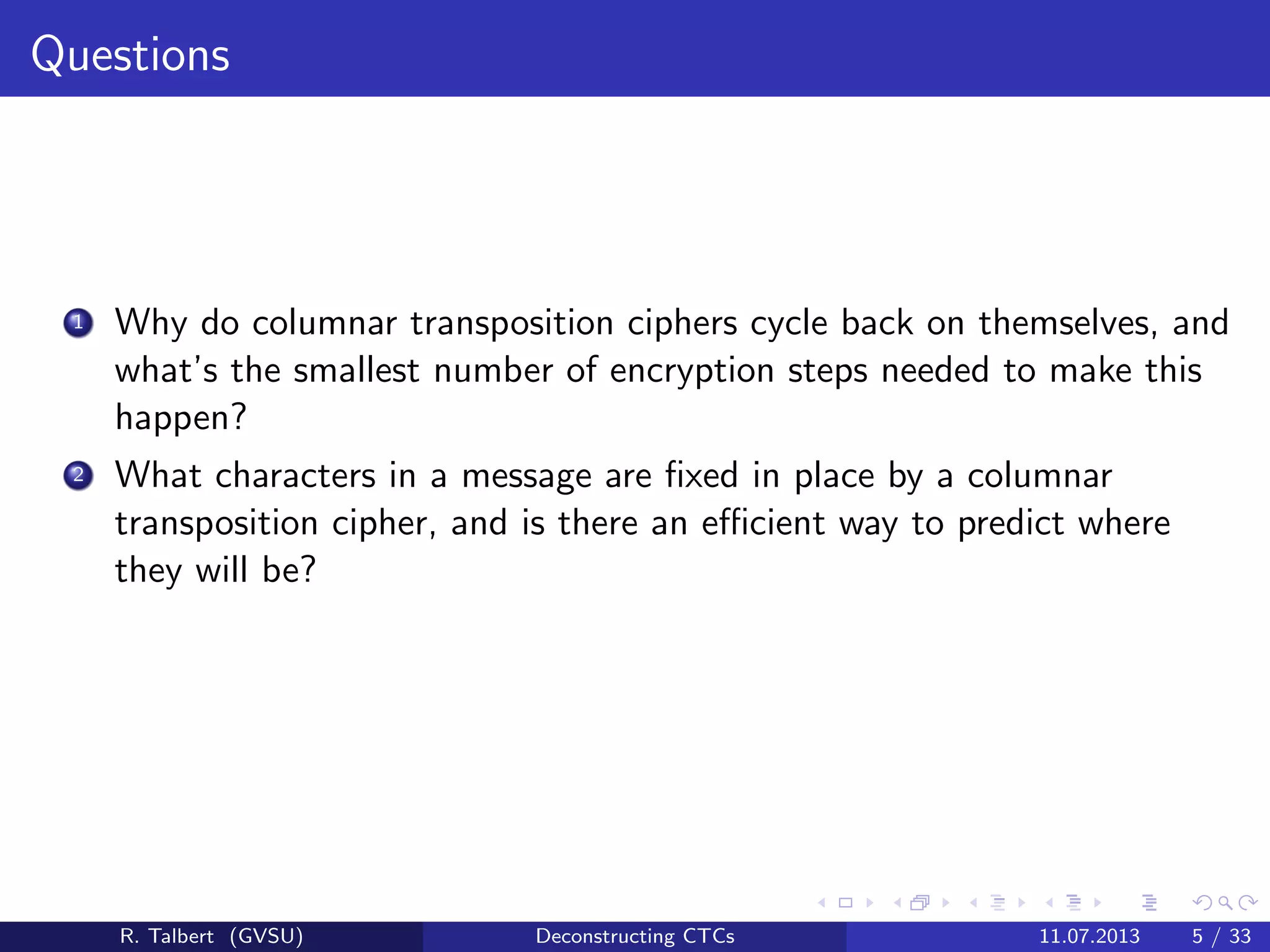 Deconstructing Columnar Transposition Ciphers | PDF