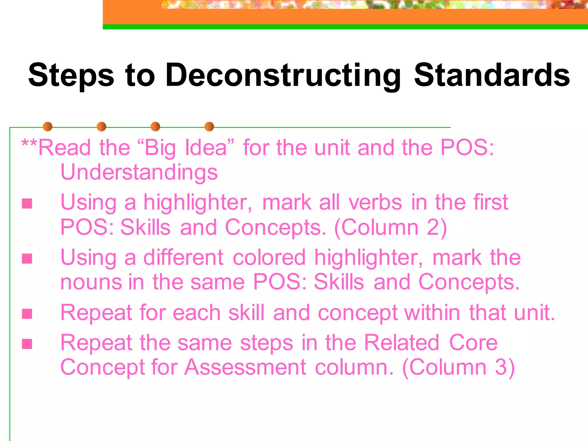 Deconstructing Standards Learning Targets | PDF