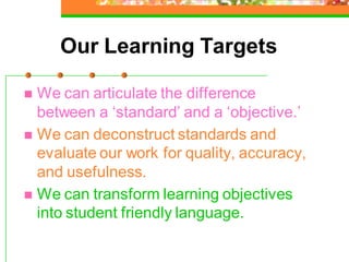 Deconstructing Standards Learning Targets | PDF