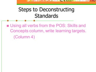 Deconstructing Standards Learning Targets | PDF