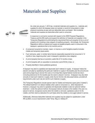 Summary of Tangible Property Regulations | PDF