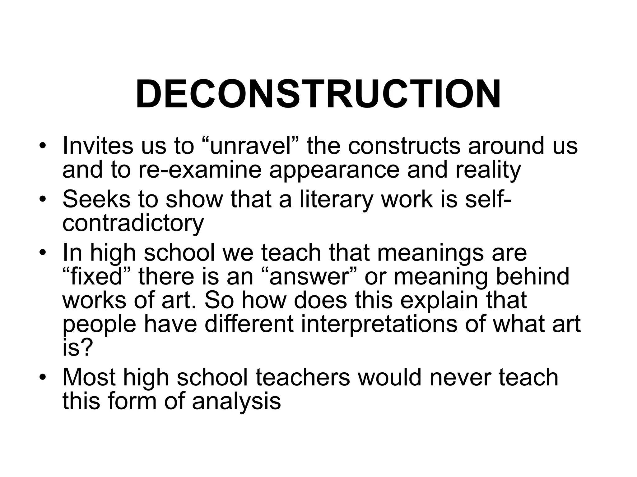 Deconstruction theory ppt easy ppt for ms | PPT