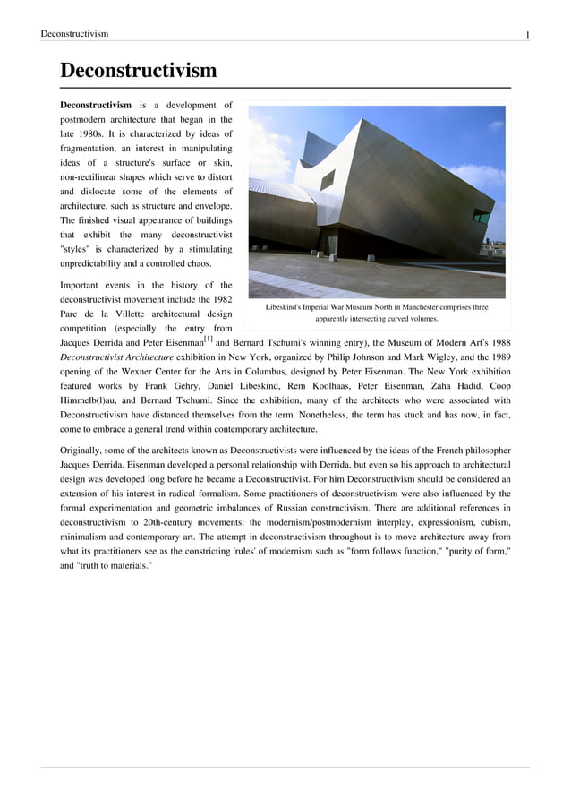 Deconstructivism | PDF | Modern Art | Fine Art