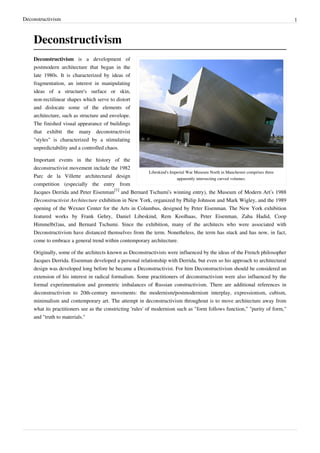 Deconstructivism Architectural Style | PDF