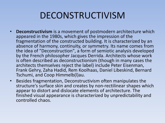 Deconstructivism | PPT