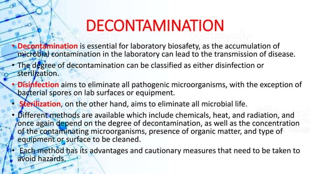 Decontamination, Disinfection and sterilisation | PPTX | Infectious Diseases | Diseases and ...
