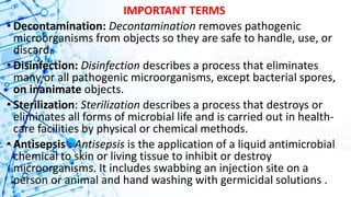 Decontamination, Disinfection and sterilisation | PPTX