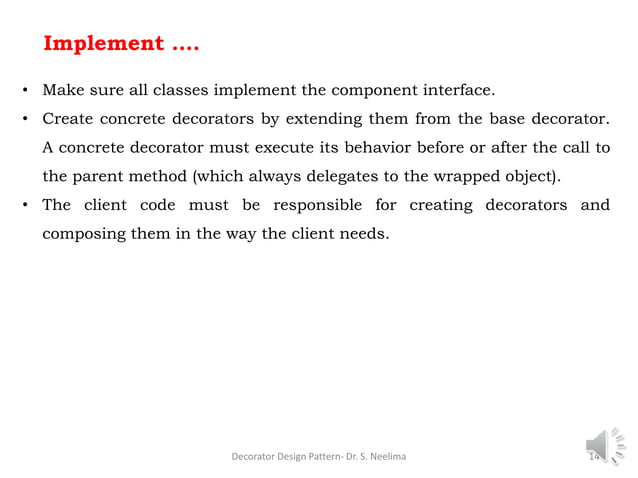 Decorator design pattern | PPTX | Programming Languages | Computing