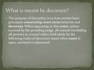 Decorum of the court by hajira rehman | PPT