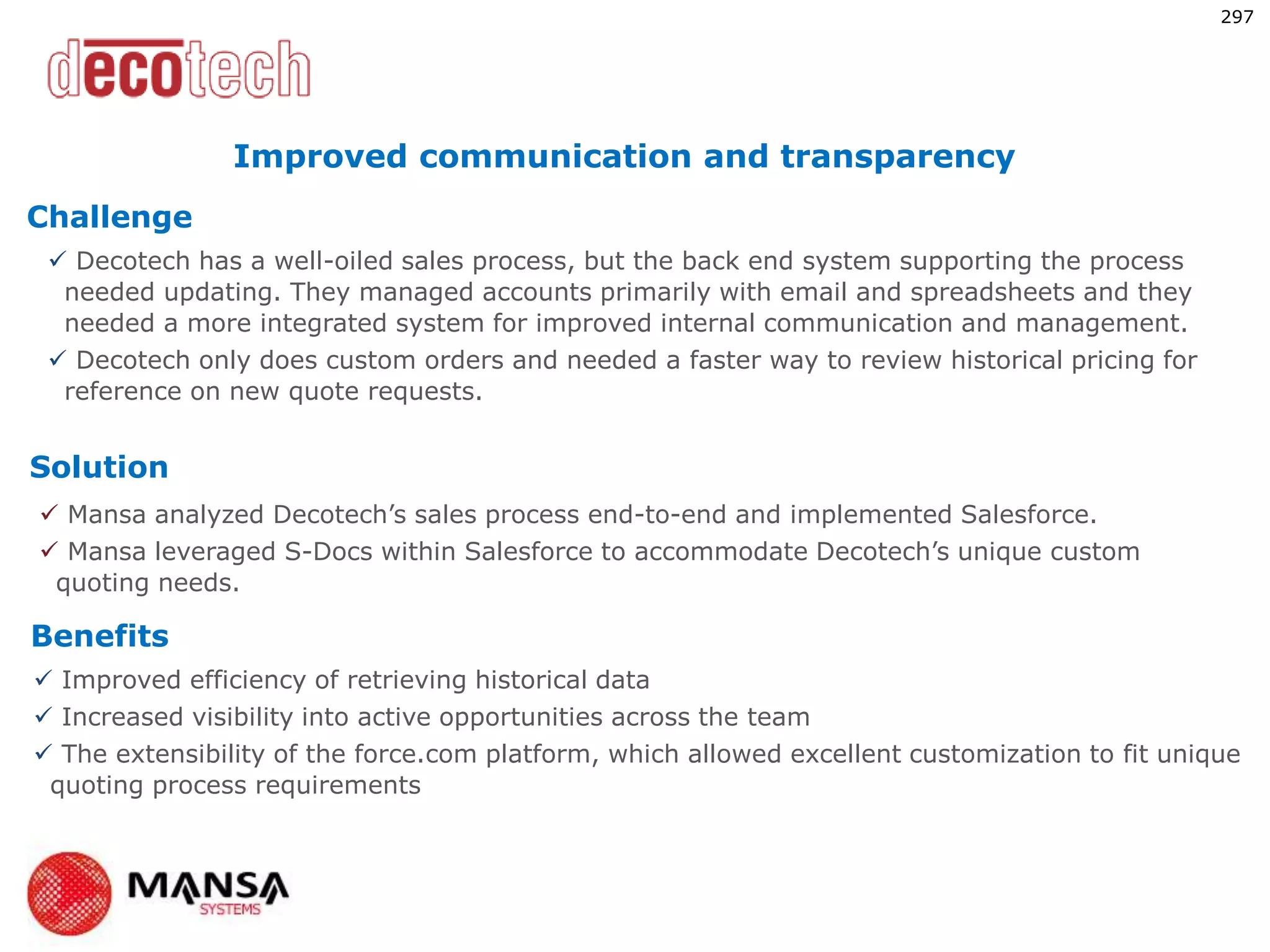 Decotech Salesforce Implementation | PPT