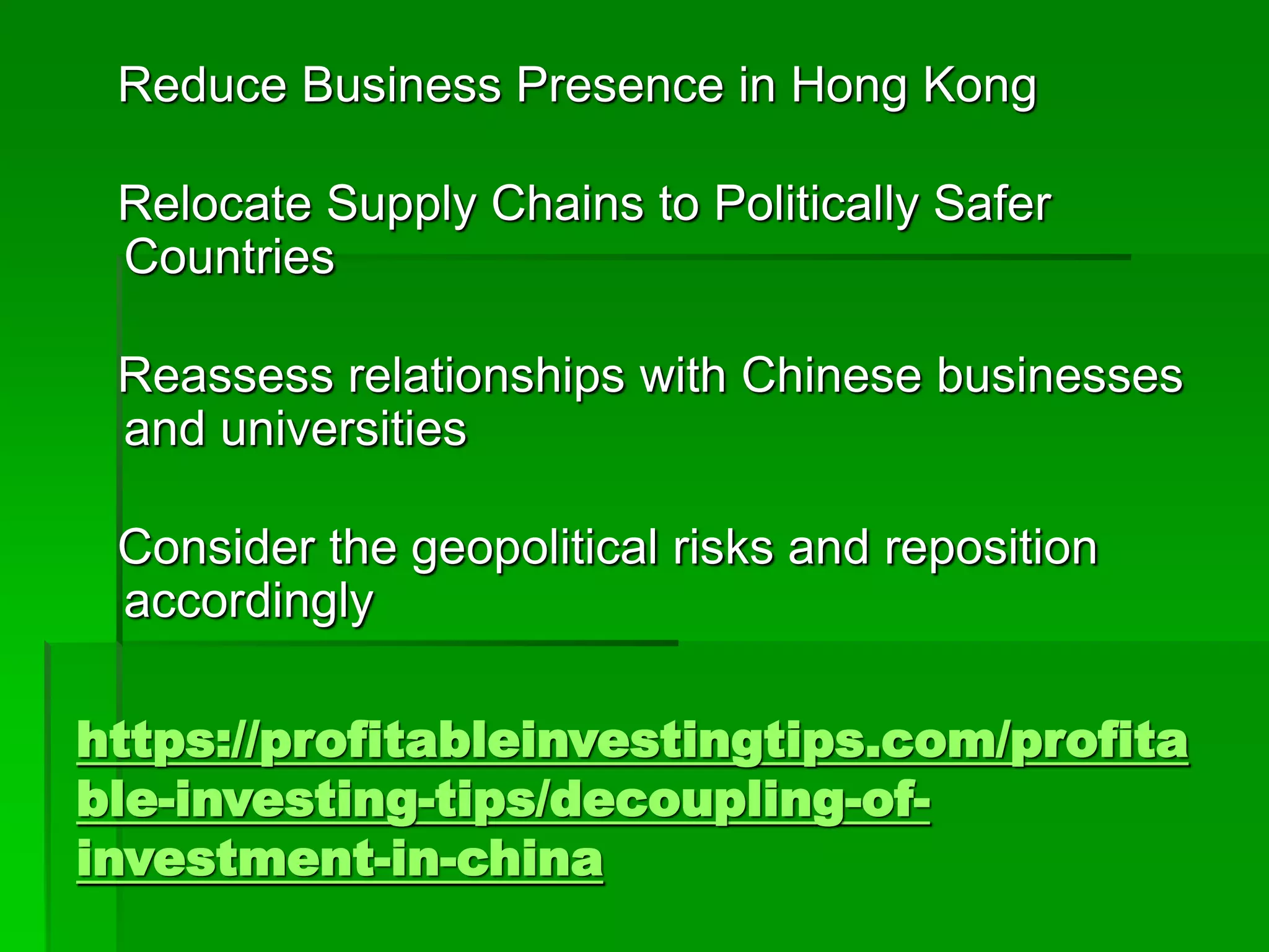 Decoupling of Investment in China | PPT | Stocks and Bonds | Personal ...