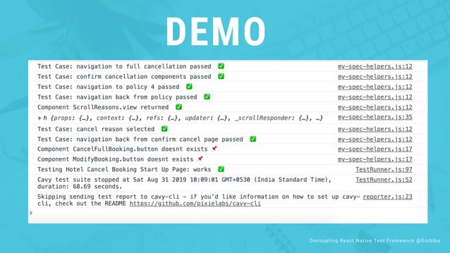Decoupling react native test framework | PPT
