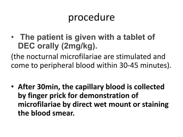 Dec provocation test (lymphatic filiarisis) | PPTX