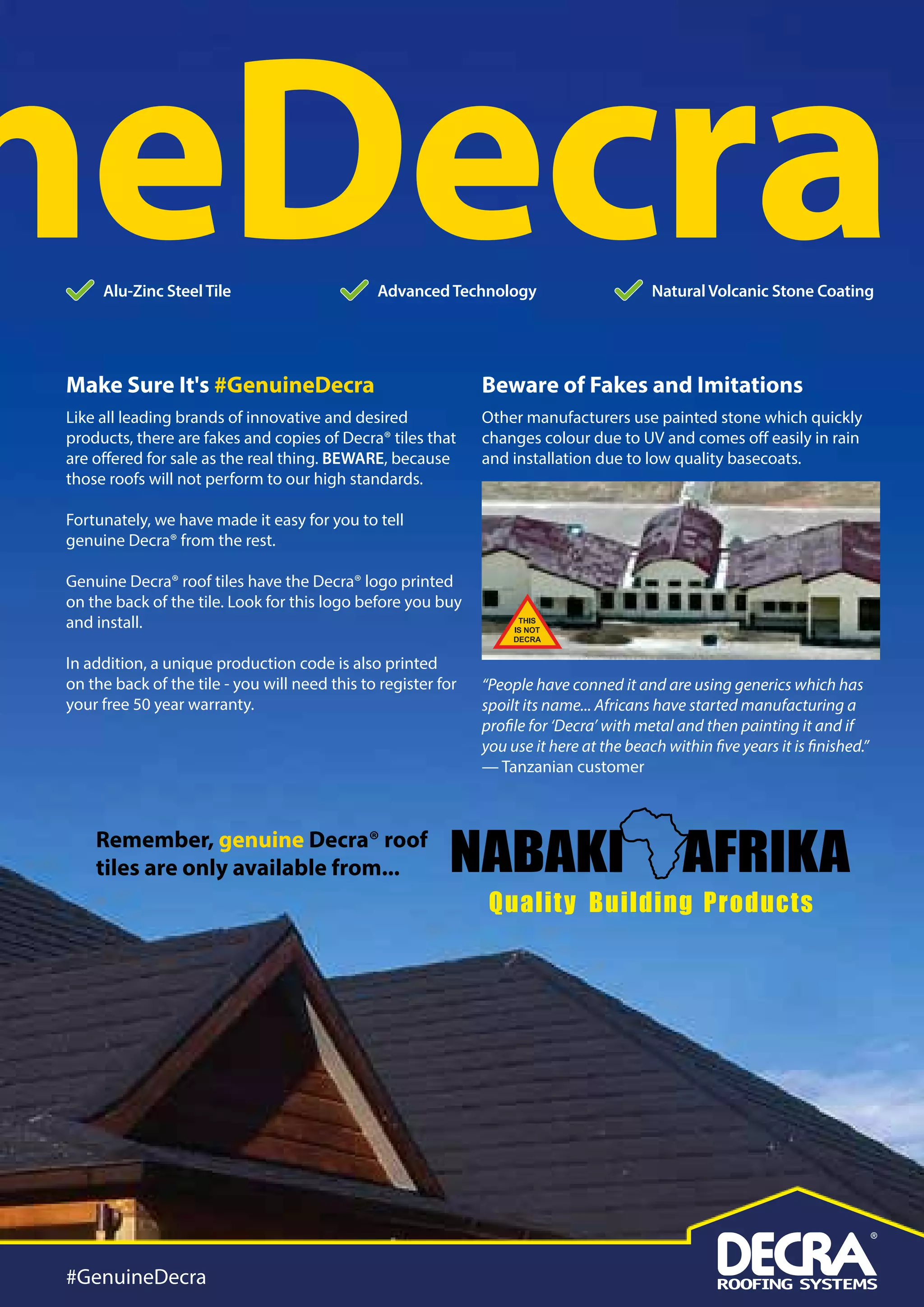 Decra Roofing Systems in Tanzania - Nabaki Afrika | PDF