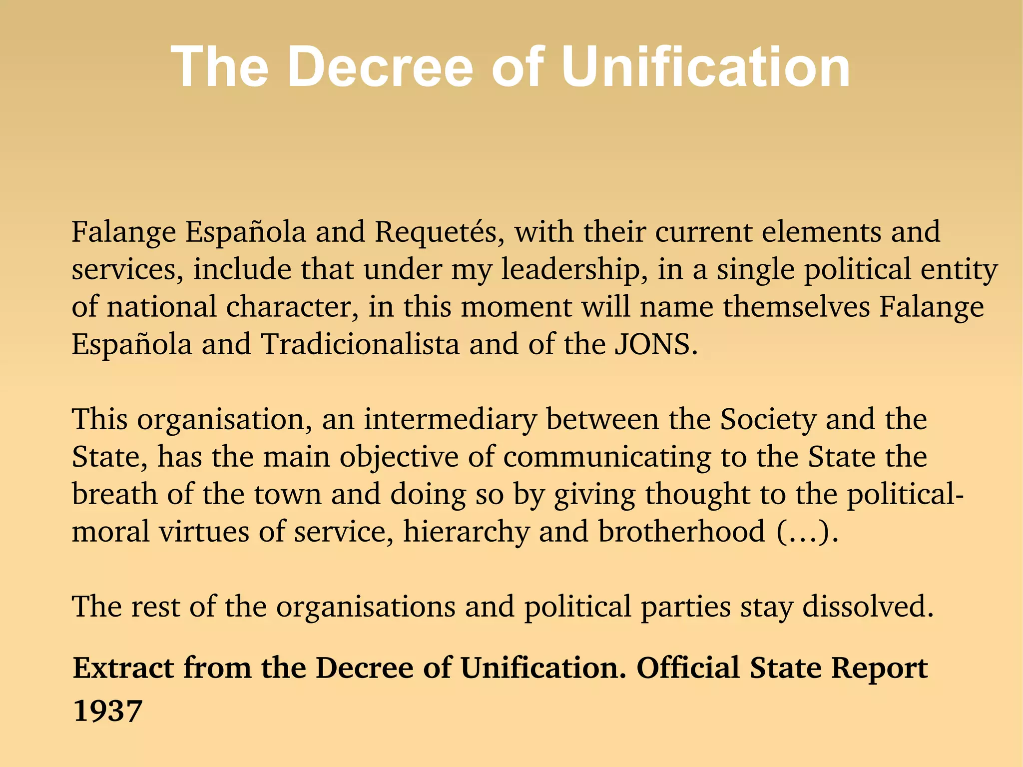 The Decree of Unification- 1937 | PPT